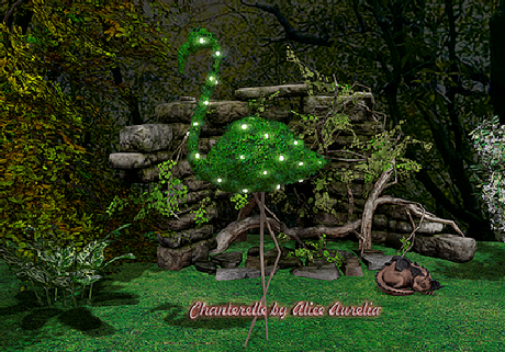 Second Life Marketplace - Sway's [Animal] Topiary . Flamingo with lights